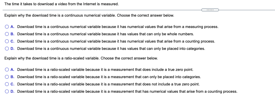 Solved The time it takes to download a video from the | Chegg.com