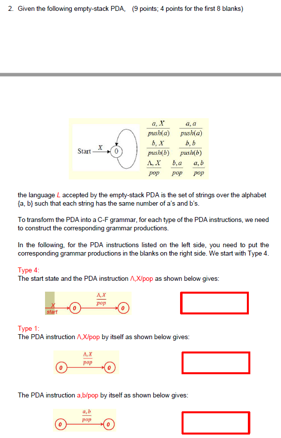 Solved 2 Given The Following Empty Stack Pda 9 Points 4 