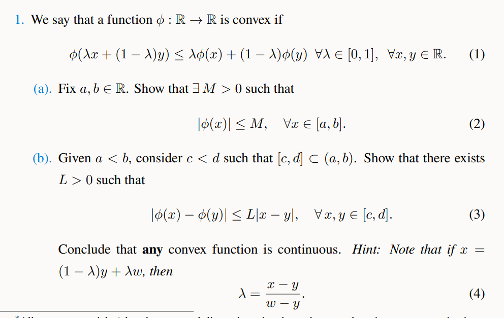 Solved 1. We say that a function ϕ:R→R is convex if | Chegg.com