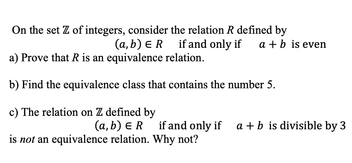 Solved On the set Z of integers, consider the relation R | Chegg.com