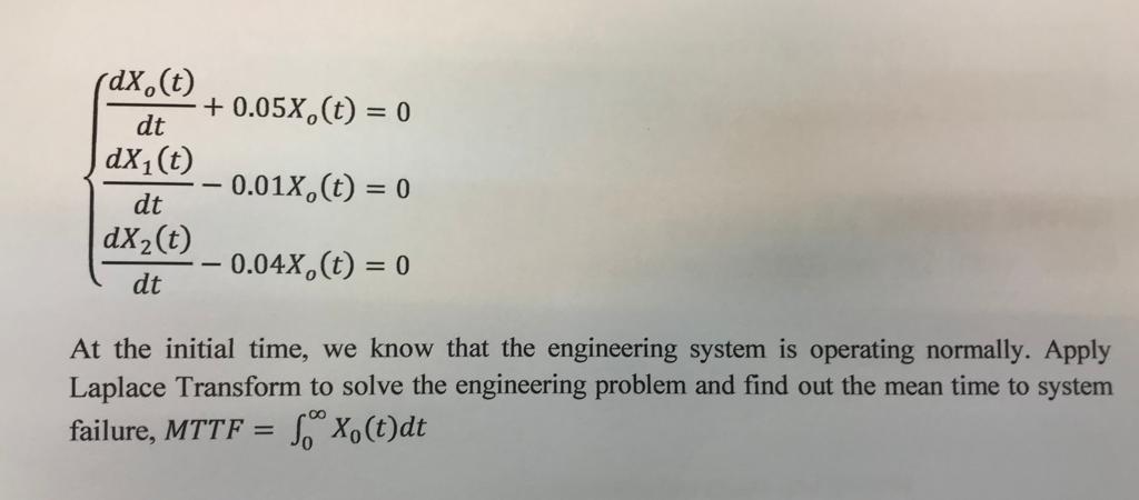 Find out the mean time to system failure, by integral | Chegg.com