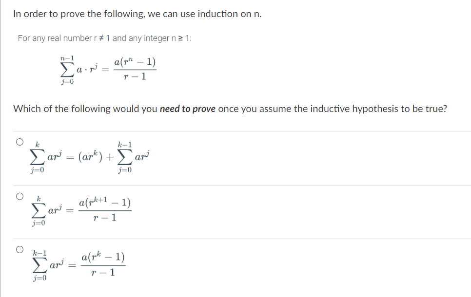 Solved In order to prove the following, we can use induction | Chegg.com
