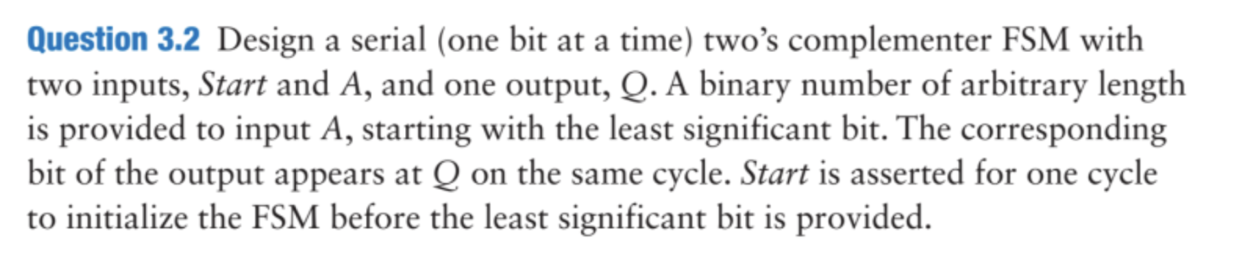 Solved Question 3.2 Design a serial (one bit at a time) | Chegg.com