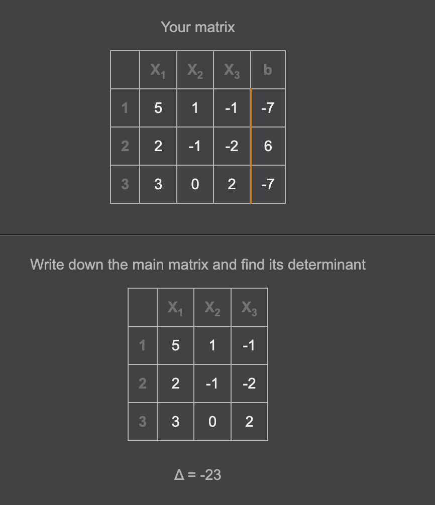 Solved Write down the main matrix and find its determinant | Chegg.com