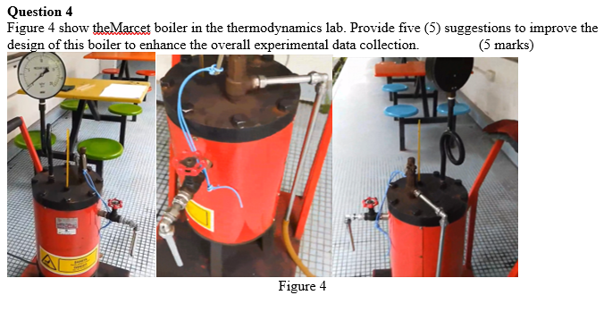Solved Question 4 Figure 4 show the Marcet boiler in the | Chegg.com