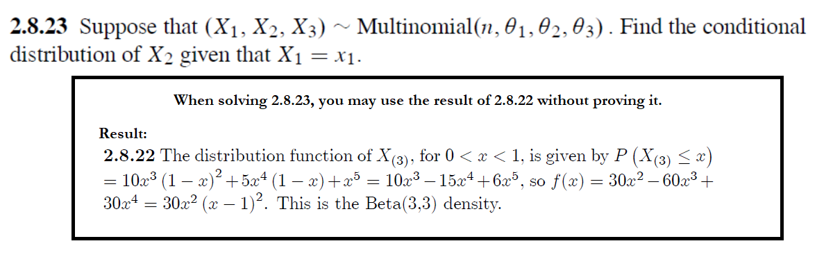 Solved 2.8.23 Suppose that (X1, X2, X3) ~ Multinomial(n, 61, | Chegg.com