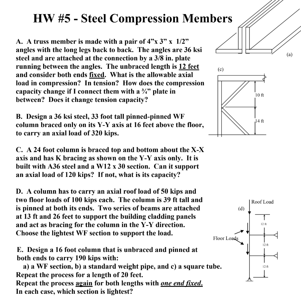 HW #5 - Steel Compression Members (a) A. A truss | Chegg.com