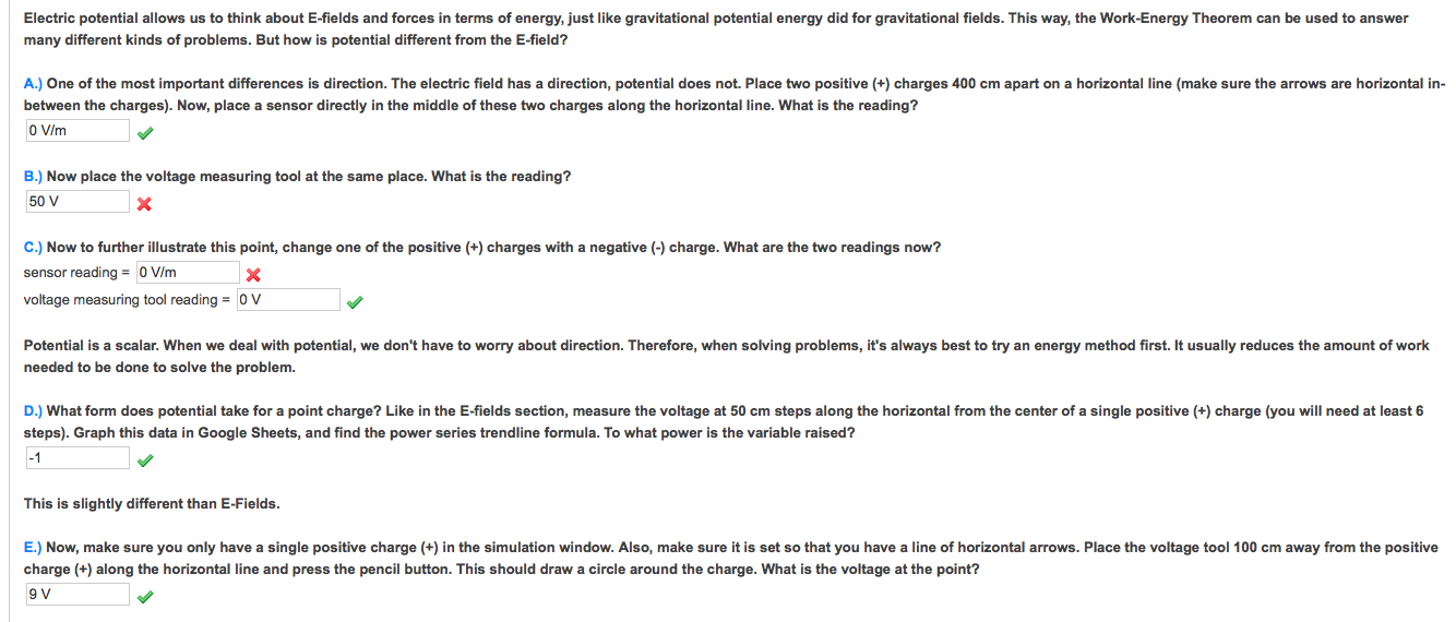 Electric potential allows us to think about E-fields | Chegg.com