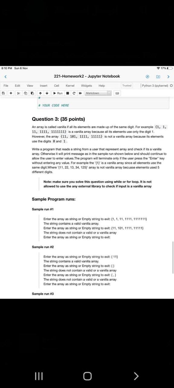 Solved Question 3: (35 points) An array is called vanilla if | Chegg.com