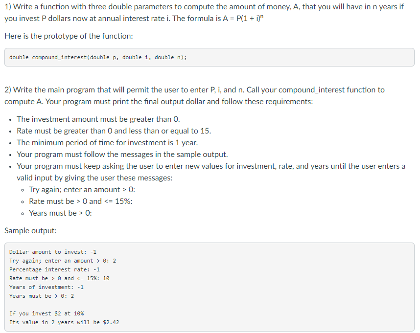 Solved 1) Write a function with three double parameters to | Chegg.com