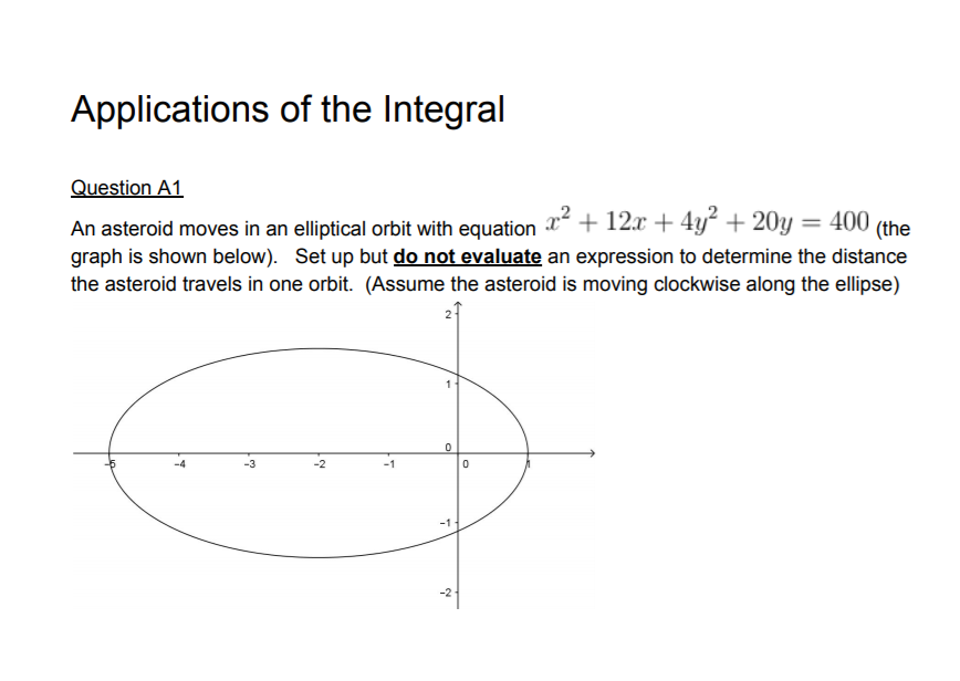 Solved Applications of the Integral Question A1 An asteroid | Chegg.com