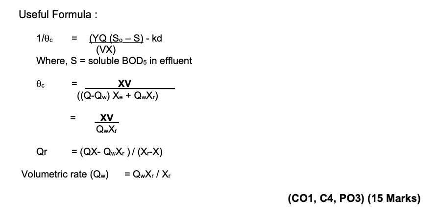 Solved ESTION 3 a) Given aeration basin volume is 950 m3 | Chegg.com