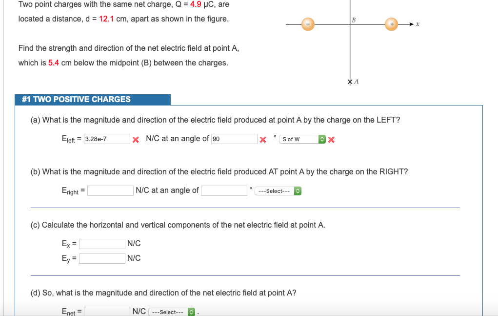 Solved Two point charges with the same net charge, Q = 4.9 | Chegg.com