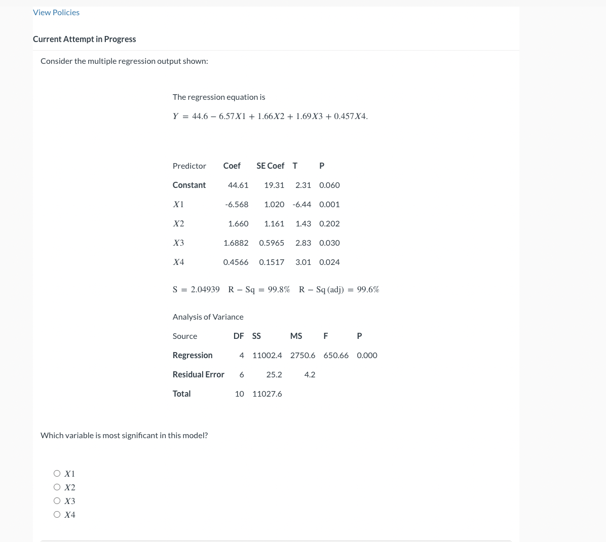 Solved Current Attempt in ProgressConsider the multiple | Chegg.com