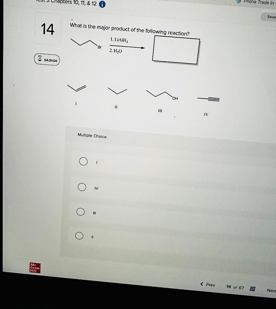 Solved 14 What is the major product of the following | Chegg.com