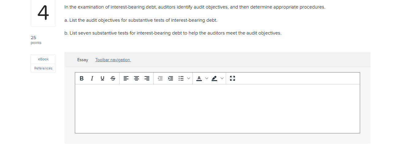 In the examination of interest-bearing debt, auditors | Chegg.com