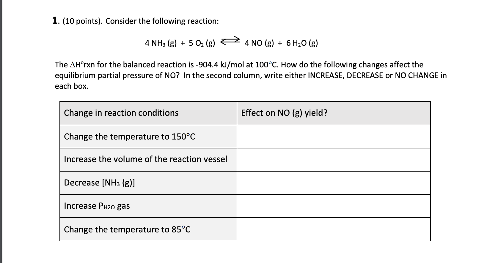 Solved 1. (10 points). Consider the following reaction: | Chegg.com Solved 1. (10 points). Consider the following reaction: | Chegg.com