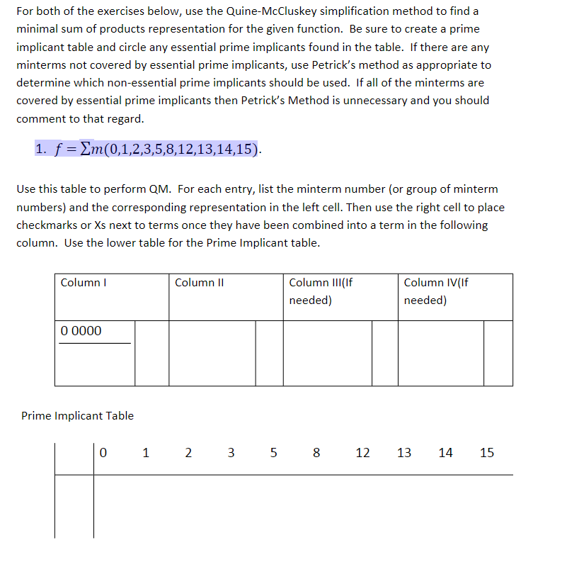 Petrick’s method (if not required, tell why and say | Chegg.com