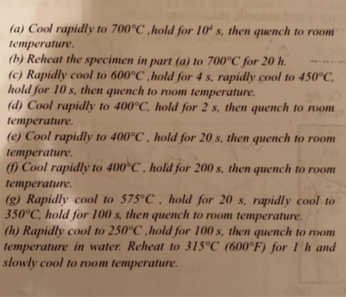 Solved (a) Cool rapidly to 700°C hold for 10' s, then quench | Chegg.com