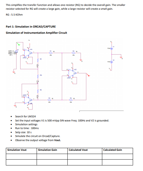 LM324 DETAILED PIN DESCRIPTION Simulation ResultPart | Chegg.com