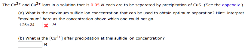 Solved The Co2+ and Cu2+ ions in a solution that is 0.05 M | Chegg.com