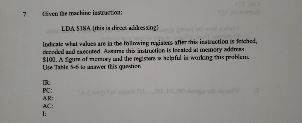 Solved 6. Given the machine instruction below, write this | Chegg.com