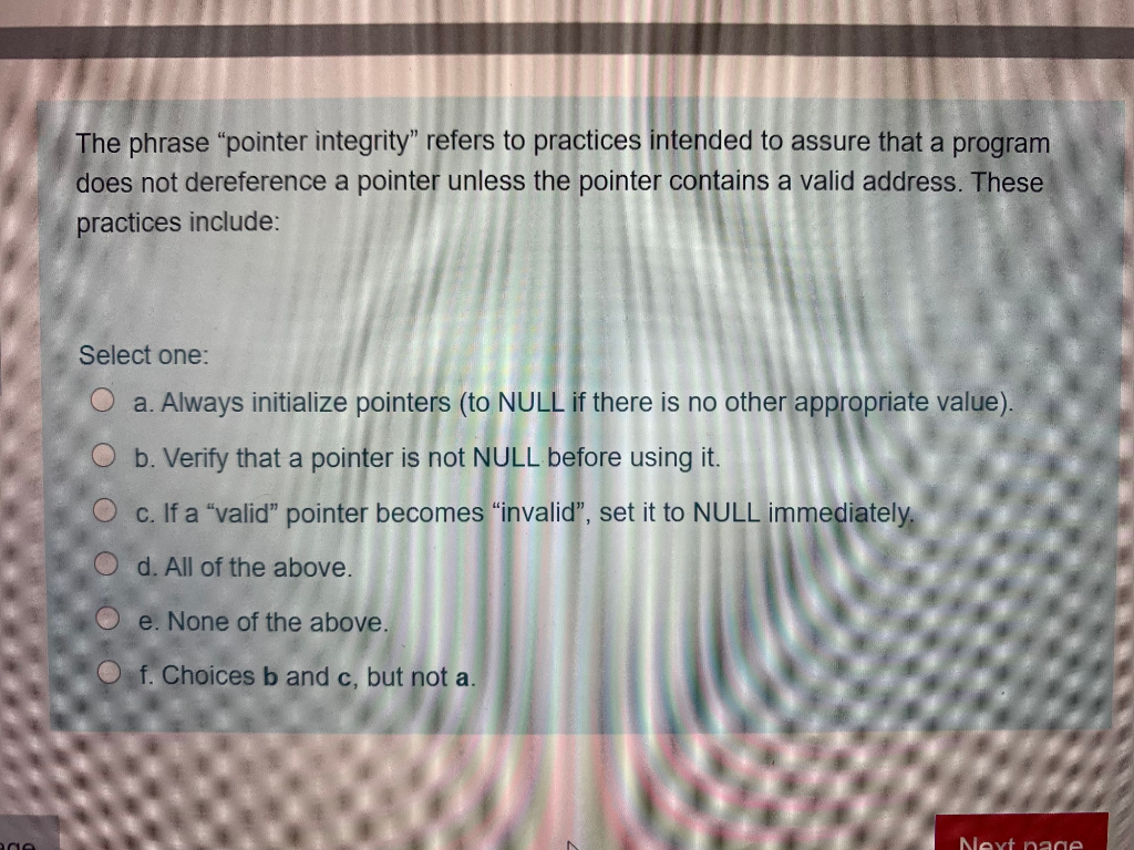 Solved The phrase “pointer integrity” refers to practices | Chegg.com