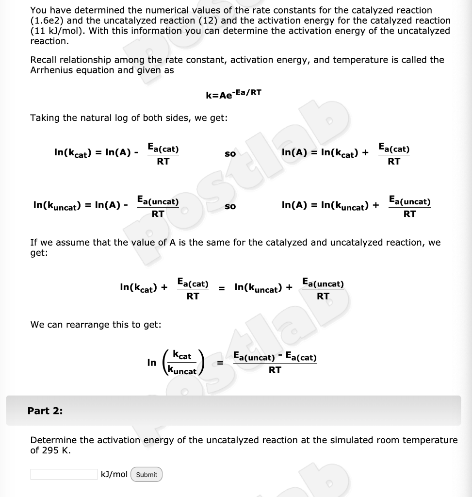 Solved You have determined the numerical values of the rate | Chegg.com