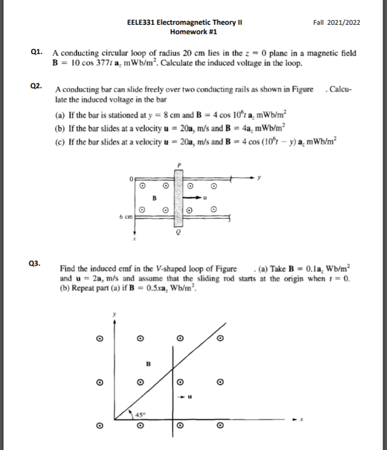Solved EELE331 Electromagnetic Theory II Homework #1 Fall | Chegg.com