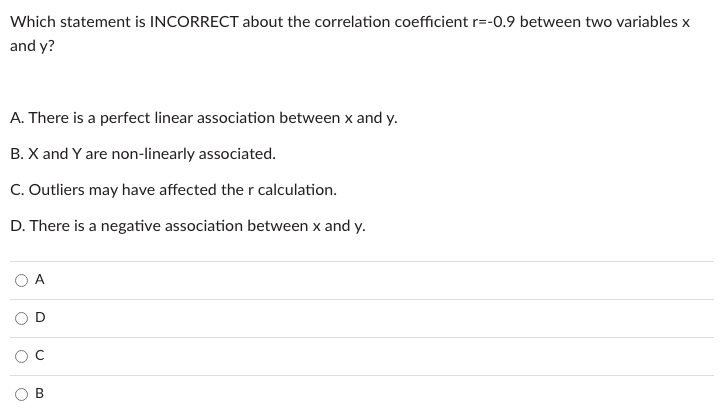 Solved Which statement is INCORRECT about the correlation | Chegg.com