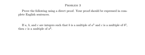 Solved Prove the following using a direct proof. Your proof | Chegg.com