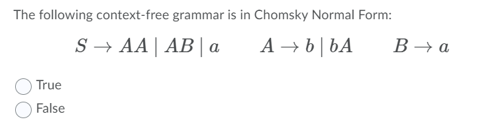 Solved The following context-free grammar is in Chomsky | Chegg.com