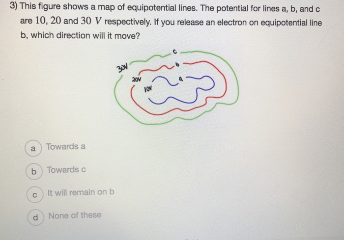 Solved 3) This figure shows a map of equipotential lines. | Chegg.com