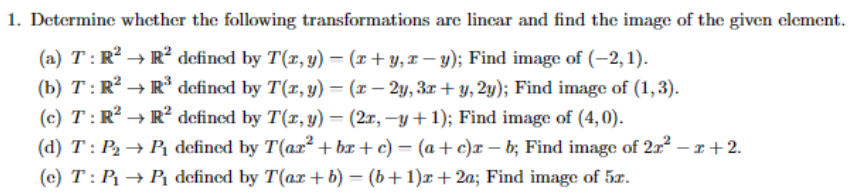 Solved 1. Determine whether the following transformations | Chegg.com