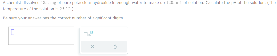 Solved A chemist dissolves 485.mg of pure potassium | Chegg.com