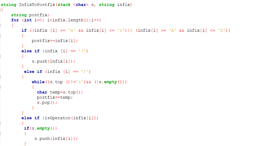 Solved This is coding for program to convert infix to | Chegg.com