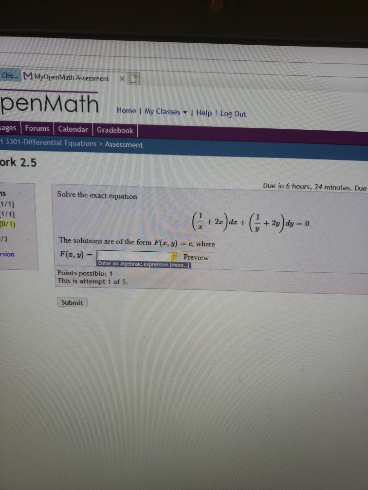 Solved Che. M MyOpenMath Assessment X penMath Home | My | Chegg.com