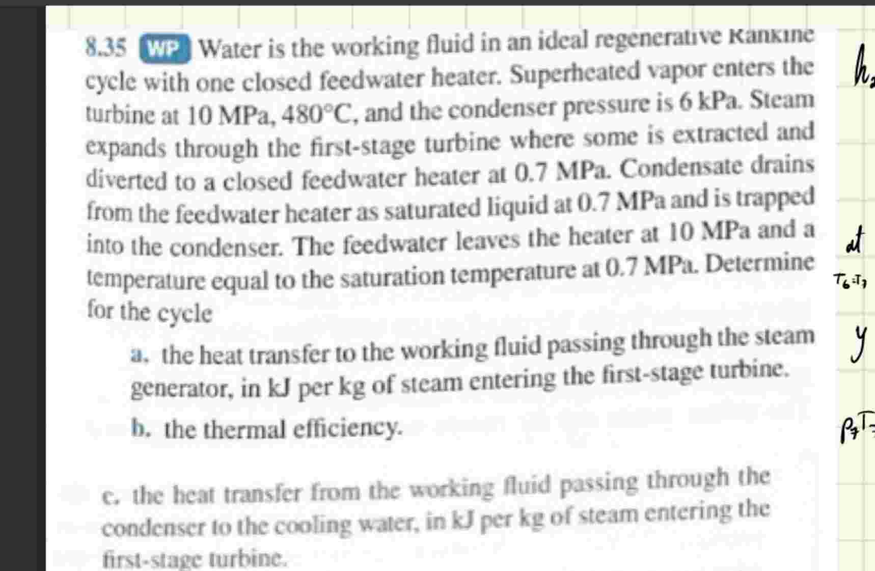 Solved 8.35 ﻿WP Water is the working fluid in an ideal | Chegg.com