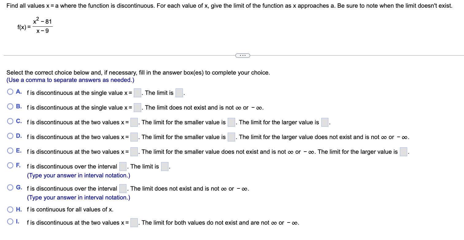 Solved Find All Values X A Where The Function Is