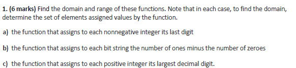 Solved 1. (6 marks) Find the domain and range of these | Chegg.com