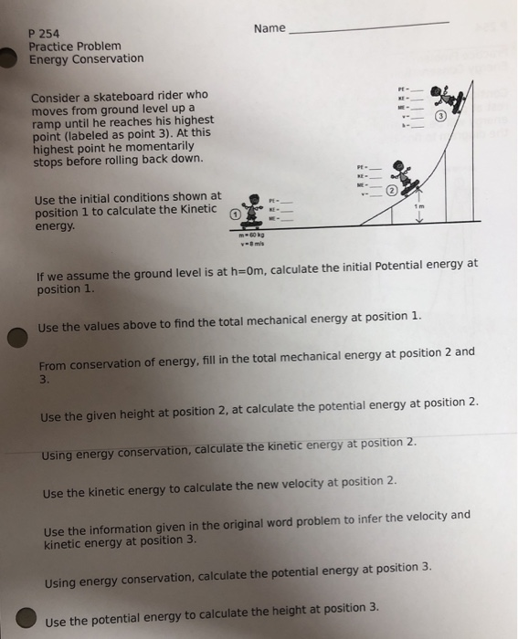 Solved P 254 Practice Problem Energy Conservation Name | Chegg.com
