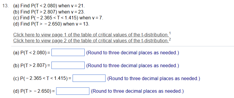 Solved 3. (a) Find P(T 2.807) | Chegg.com