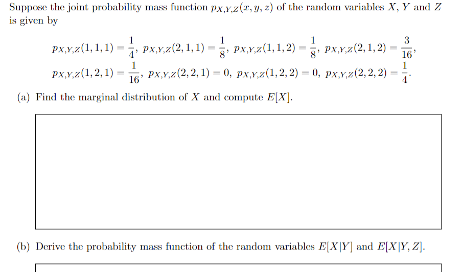 Solved Suppose the joint probability mass function | Chegg.com