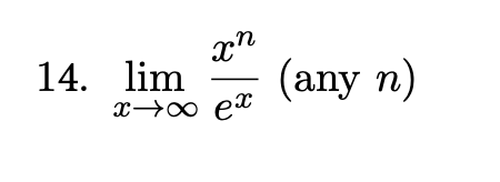 Solved limx→∞xnex(any n) | Chegg.com