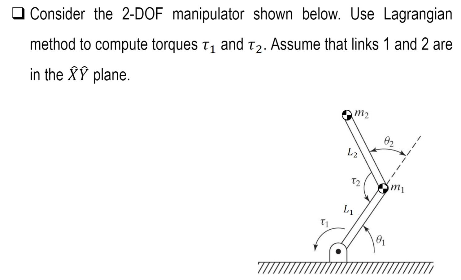 Solved Consider the 2-DOF manipulator shown below. Use | Chegg.com