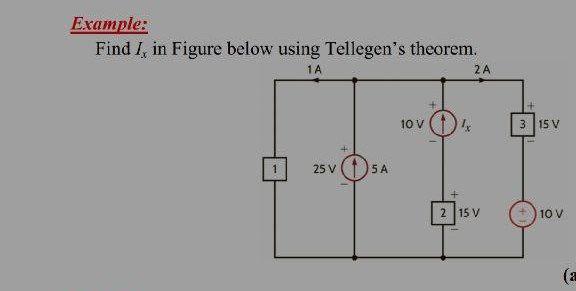 Solved Example: Find I, in Figure below using Tellegen's | Chegg.com