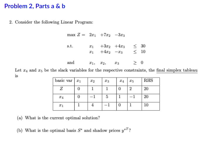 2 Consider The Following Linear Program Maxz St 