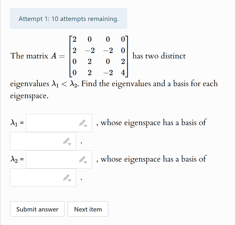 Solved Attempt 1: 10 attempts remaining.The matrix | Chegg.com Solved Attempt 1: 10 attempts remaining.The matrix | Chegg.com
