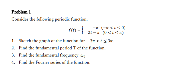 Solved Problem 1 Consider the following periodic function. | Chegg.com