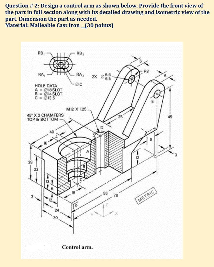 Question # 2: Design a control arm as shown below. | Chegg.com
